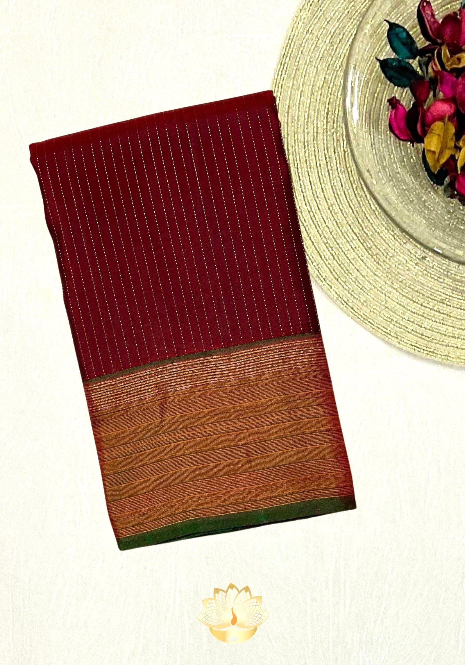 Deep Maroon With Border Kanchipuram Pure Silk Saree