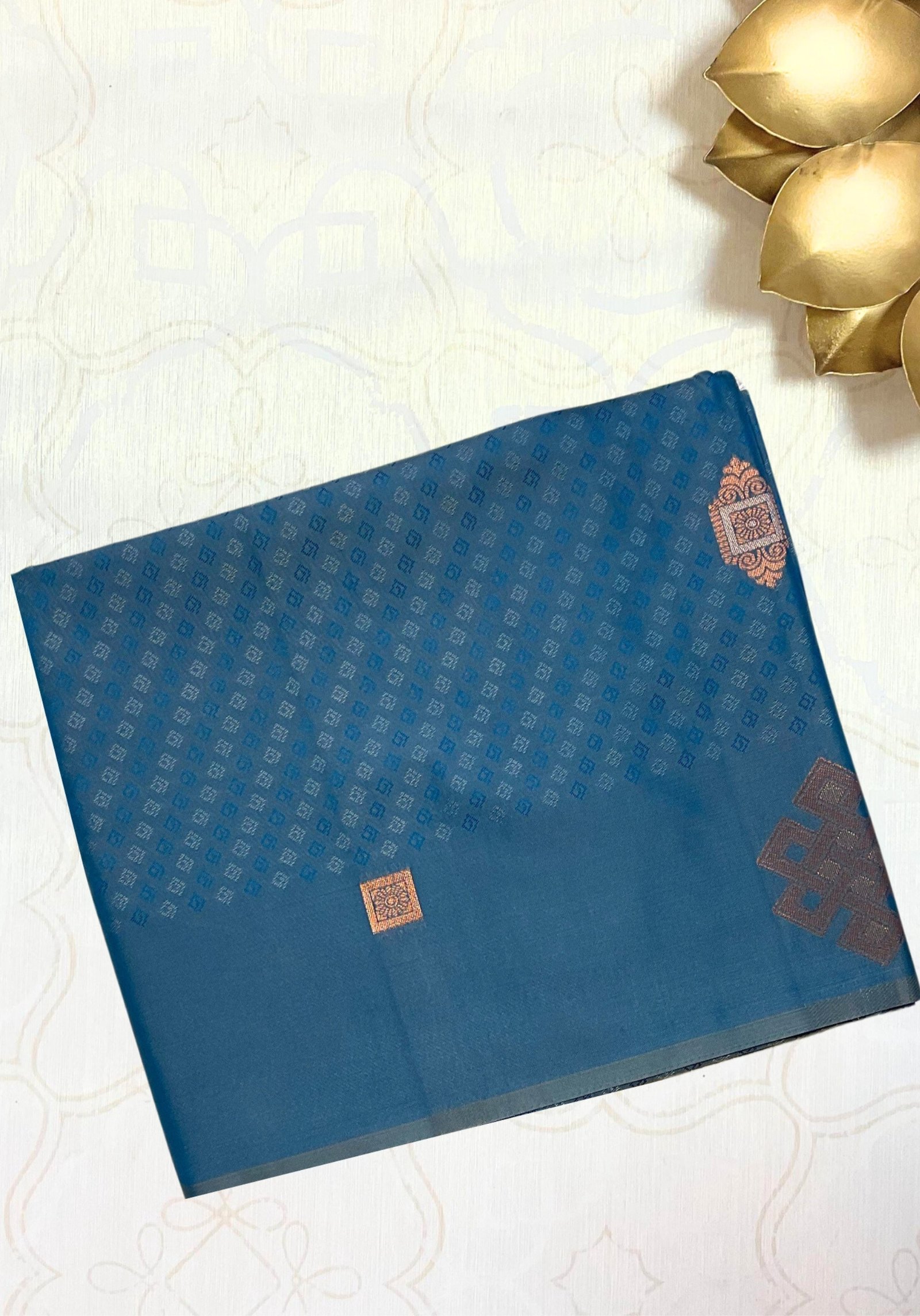 Light Blue Without Border Semi Soft Saree